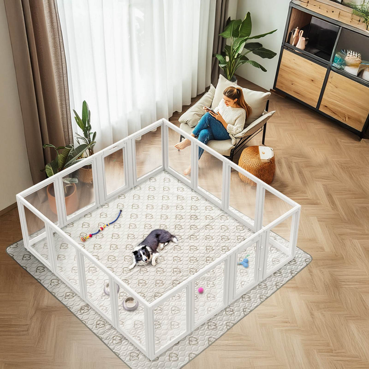AuraSpace Acrylic Indoor Dog Playpen for Puppies and Small Dogs – FXW