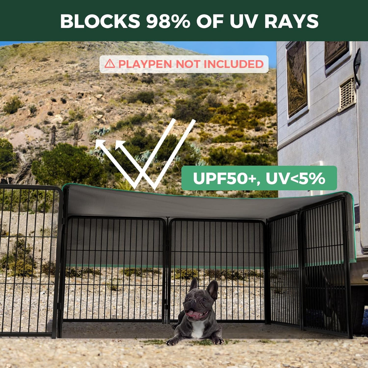 FXW Dog Playpen Cover - Outdoor Sun Shade - Dog Shelter